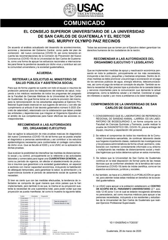 Comunicado Usac 26 Marzo 2020 Ecfm Usac